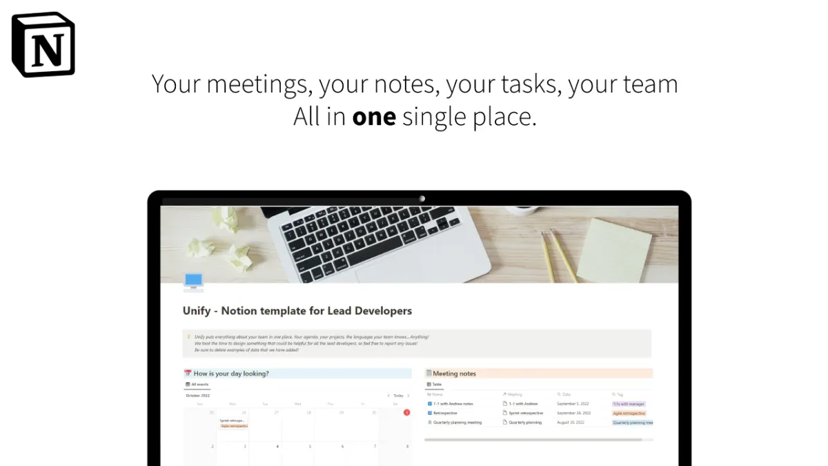 Unify - Notion template for Lead Developers | Notion Everything