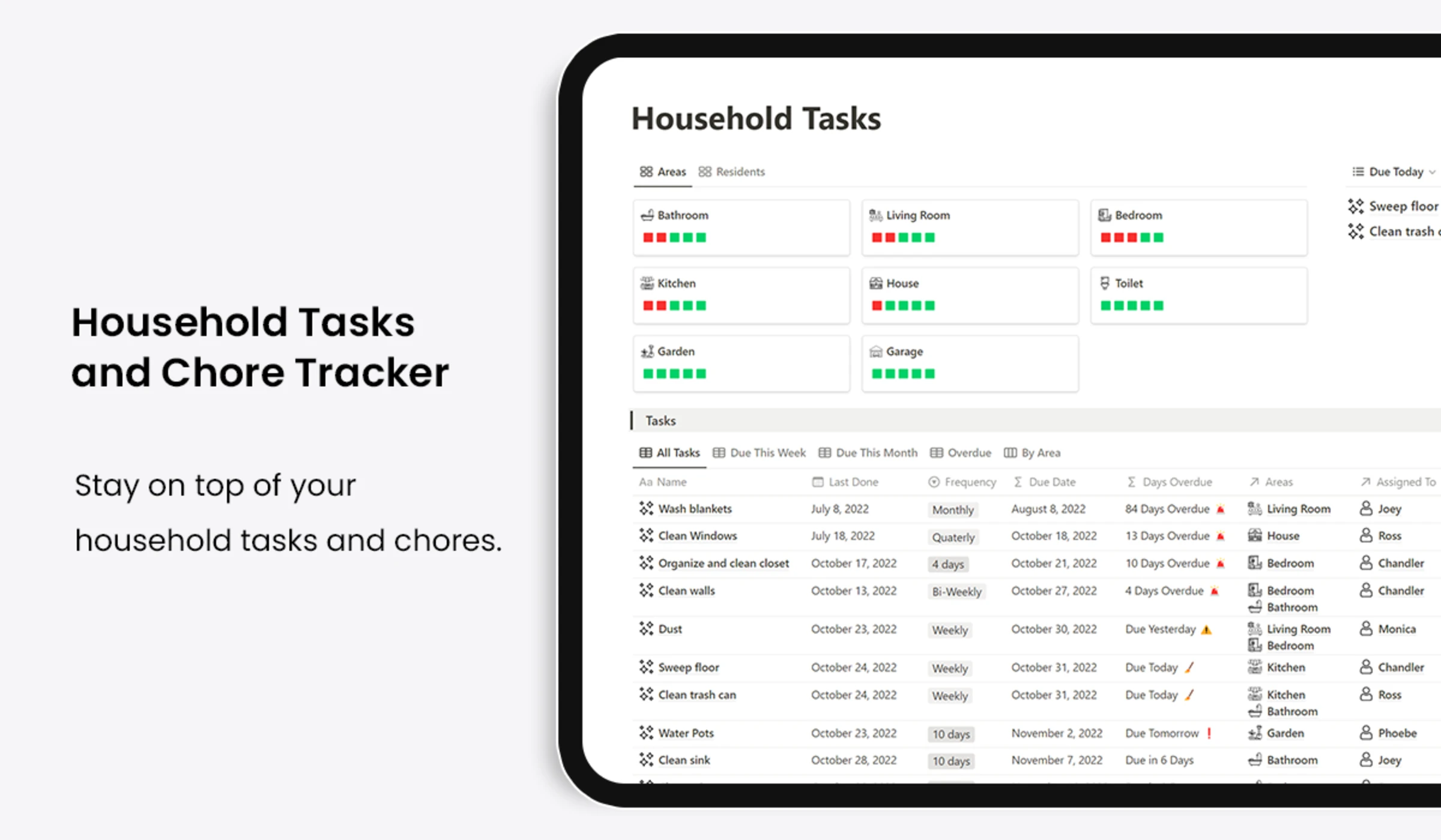 Household Tasks and Chore Tracker | Notion Everything