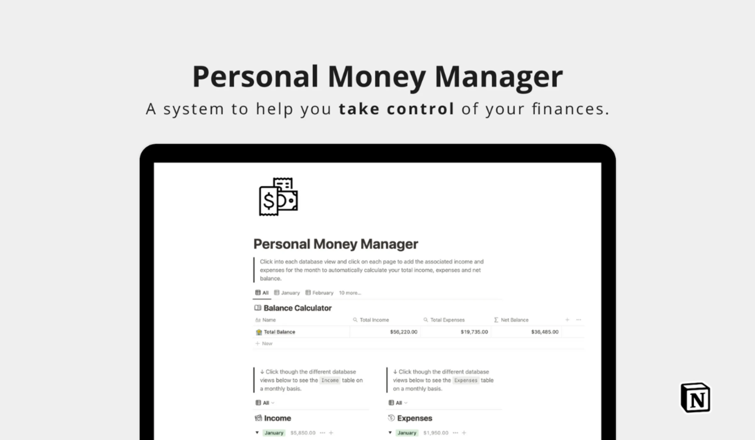 Personal Money Manager | Notion Everything