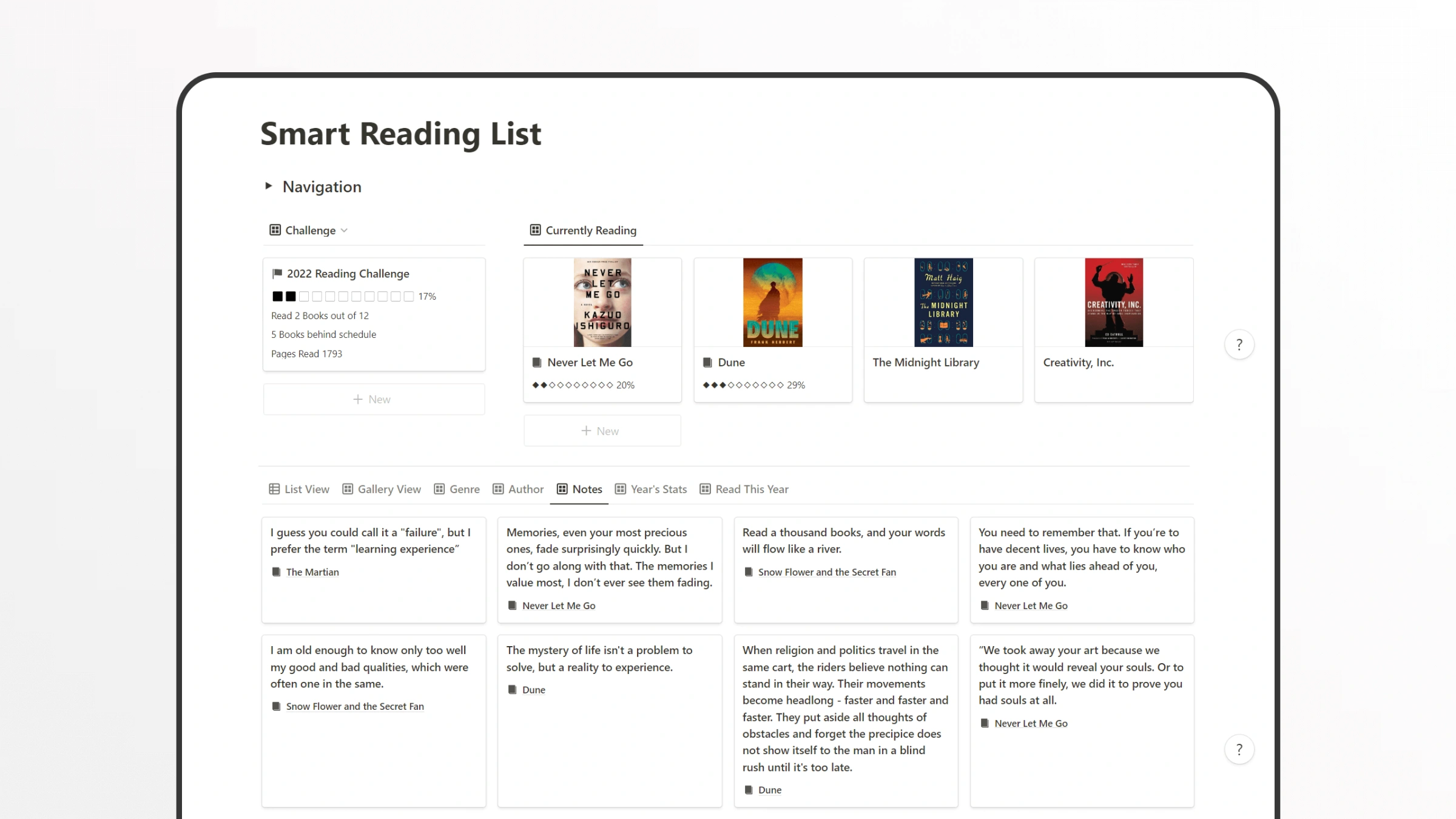 Smart Reading List Notion Template | Notion Everything