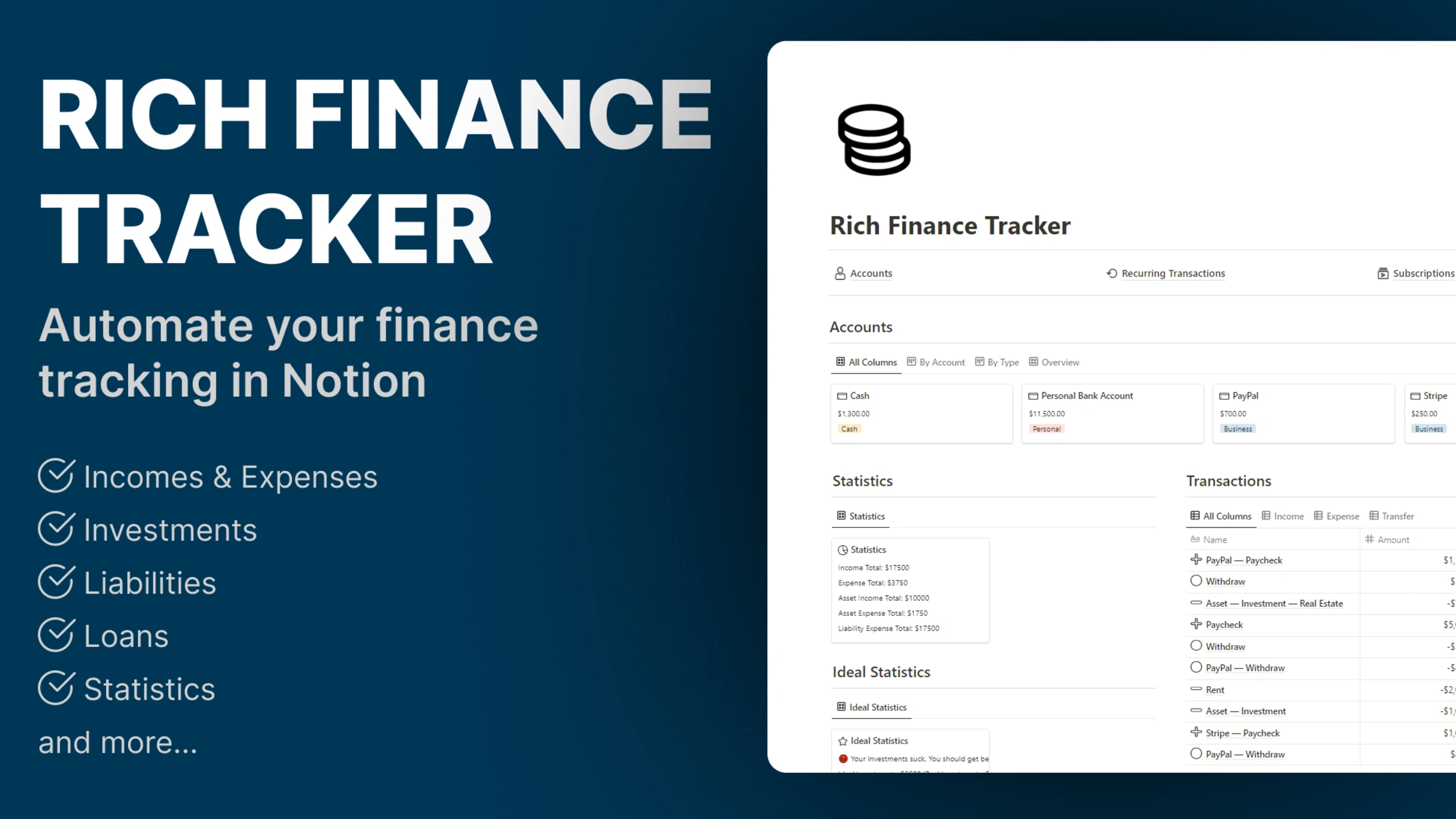 Rich Finance Tracker | Notion Everything