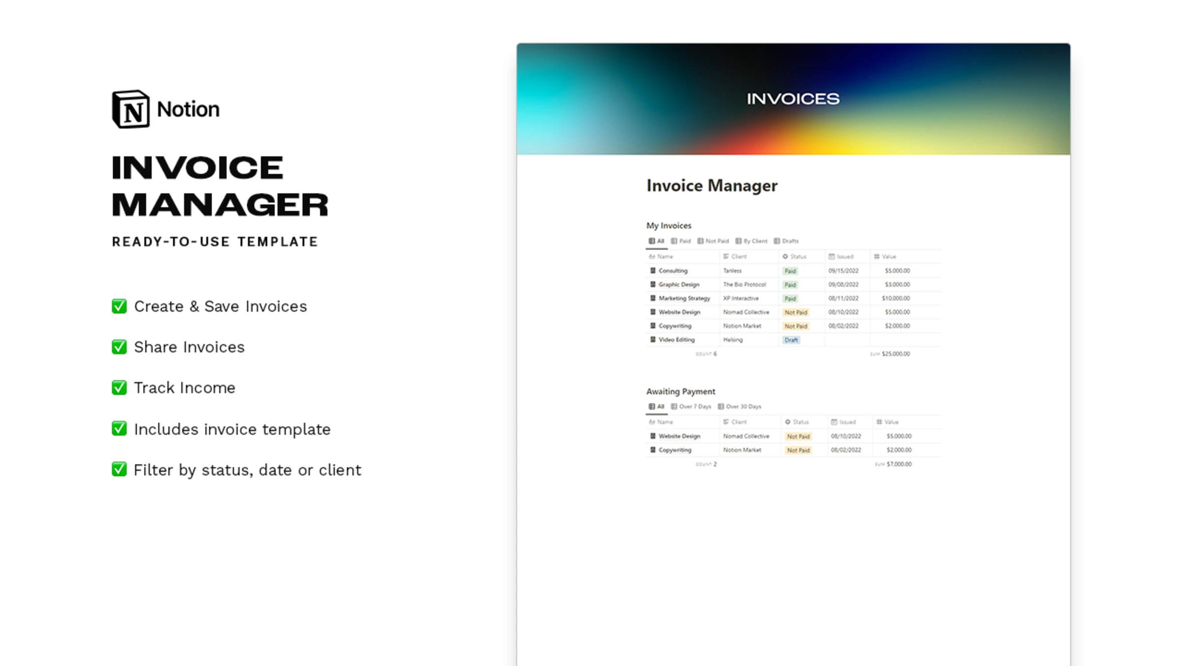 Invoice Manager (Notion Template) | Notion Everything