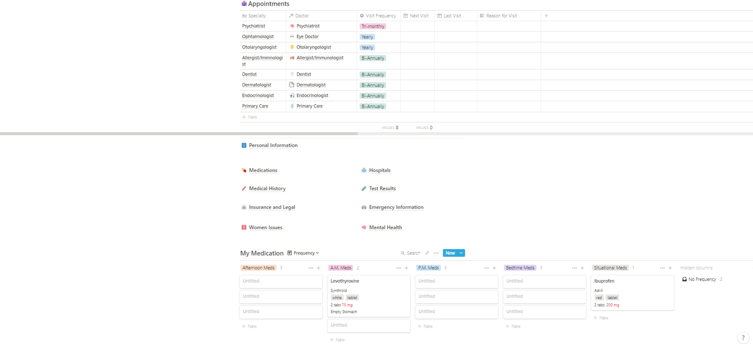 Personal Health Record | Notion Everything