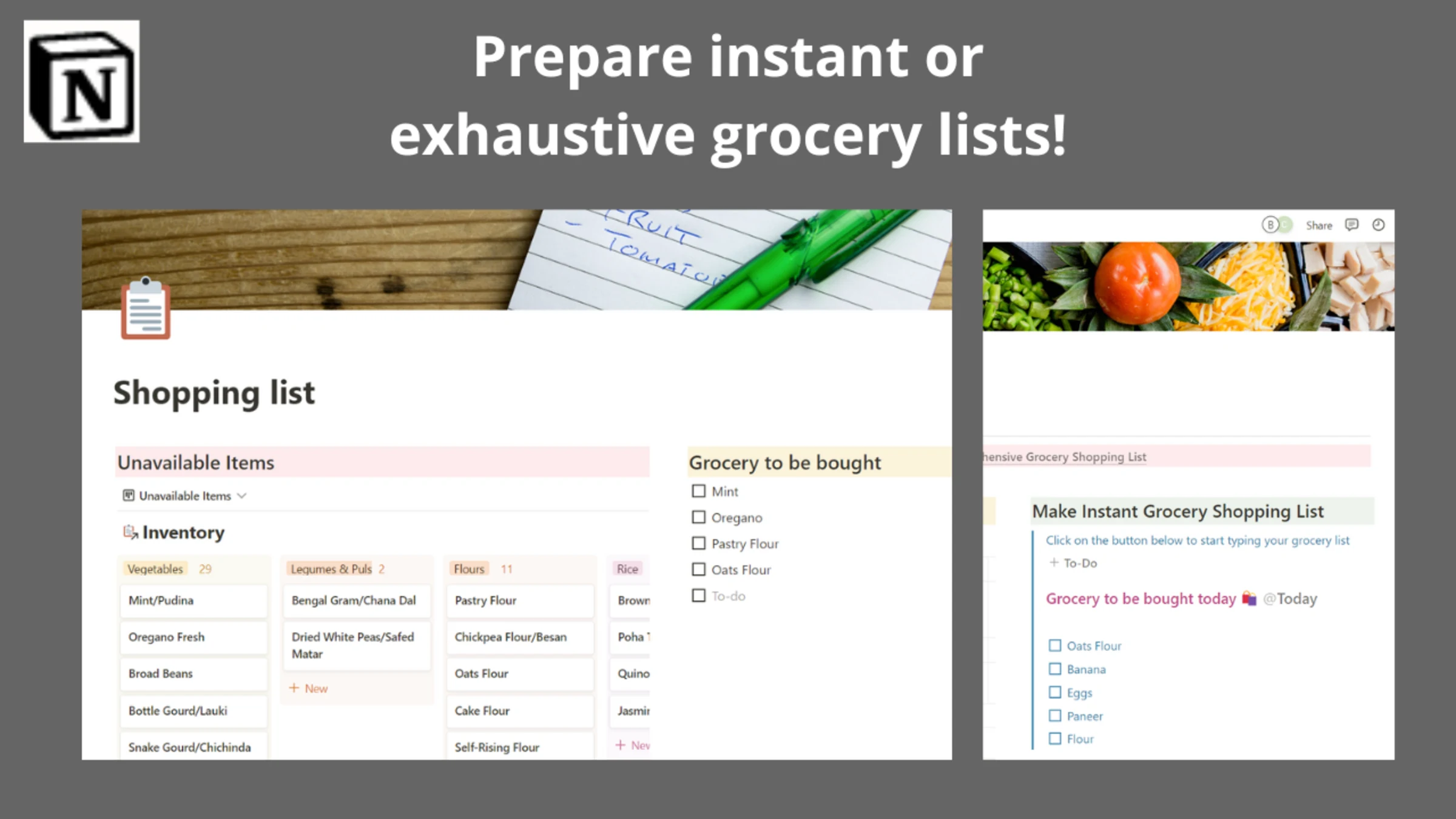 Kitchen Inventory Management & Meal Planning Notion Template | Notion ...