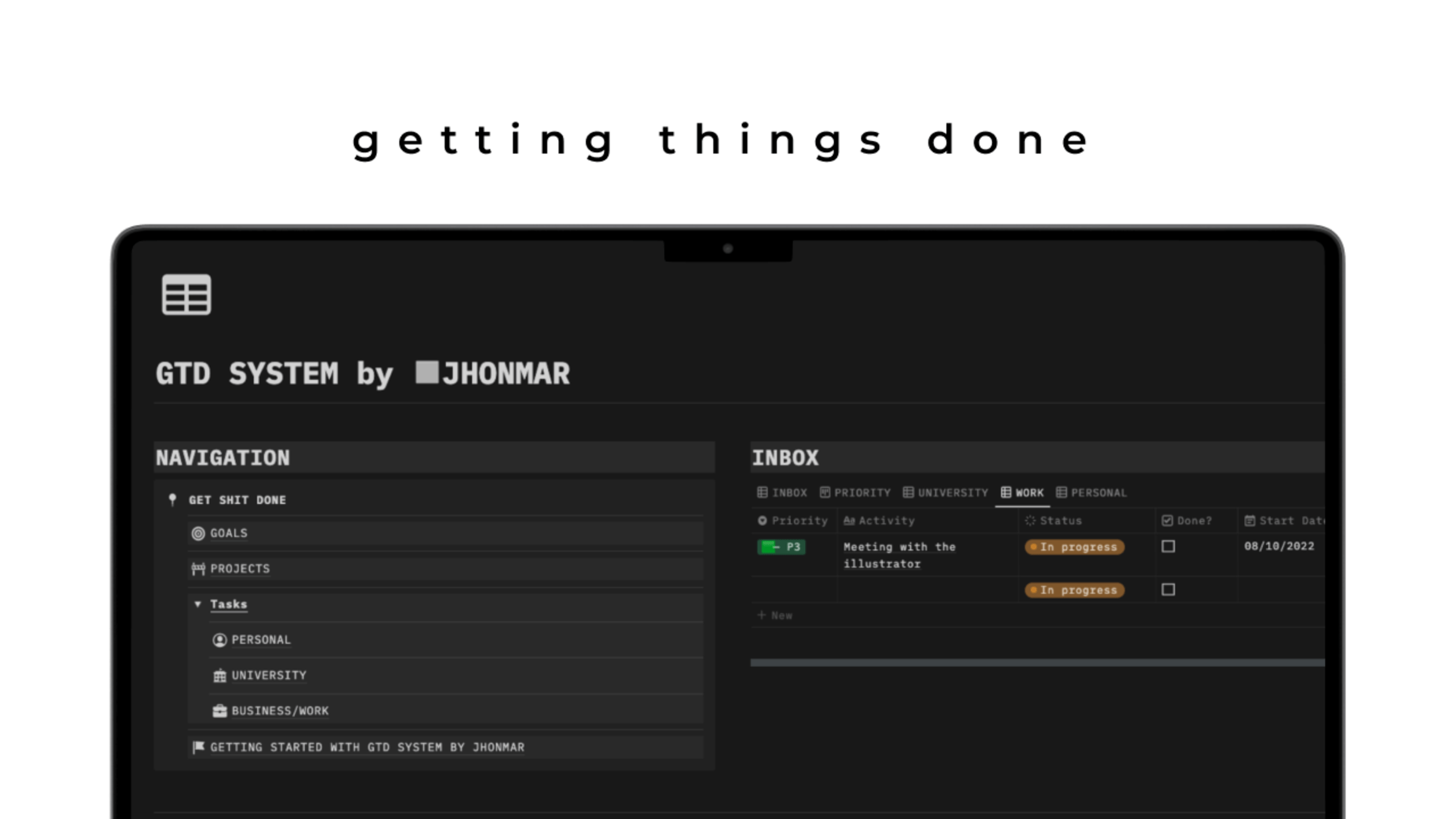 [NOTION] GTD System Dashboard | Notion Everything