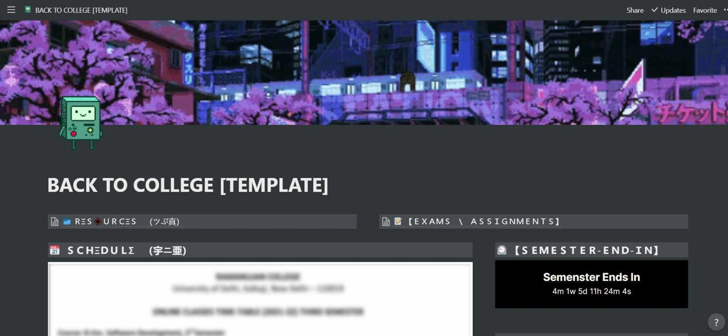 University Students Template | Notion Everything