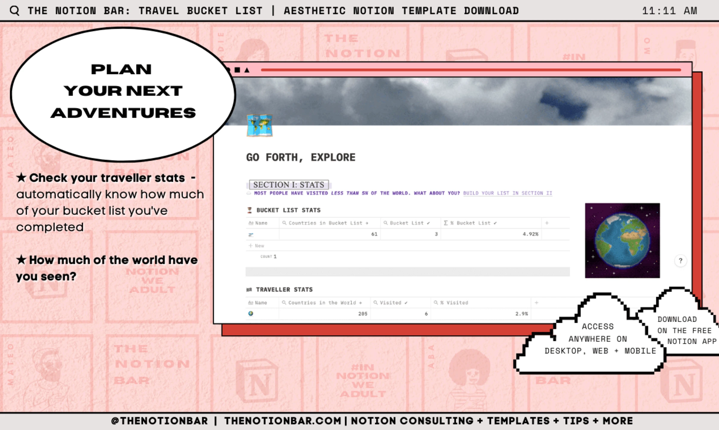 Travel Bucket List & Trip Planner | Aesthetic Notion Template Download ...