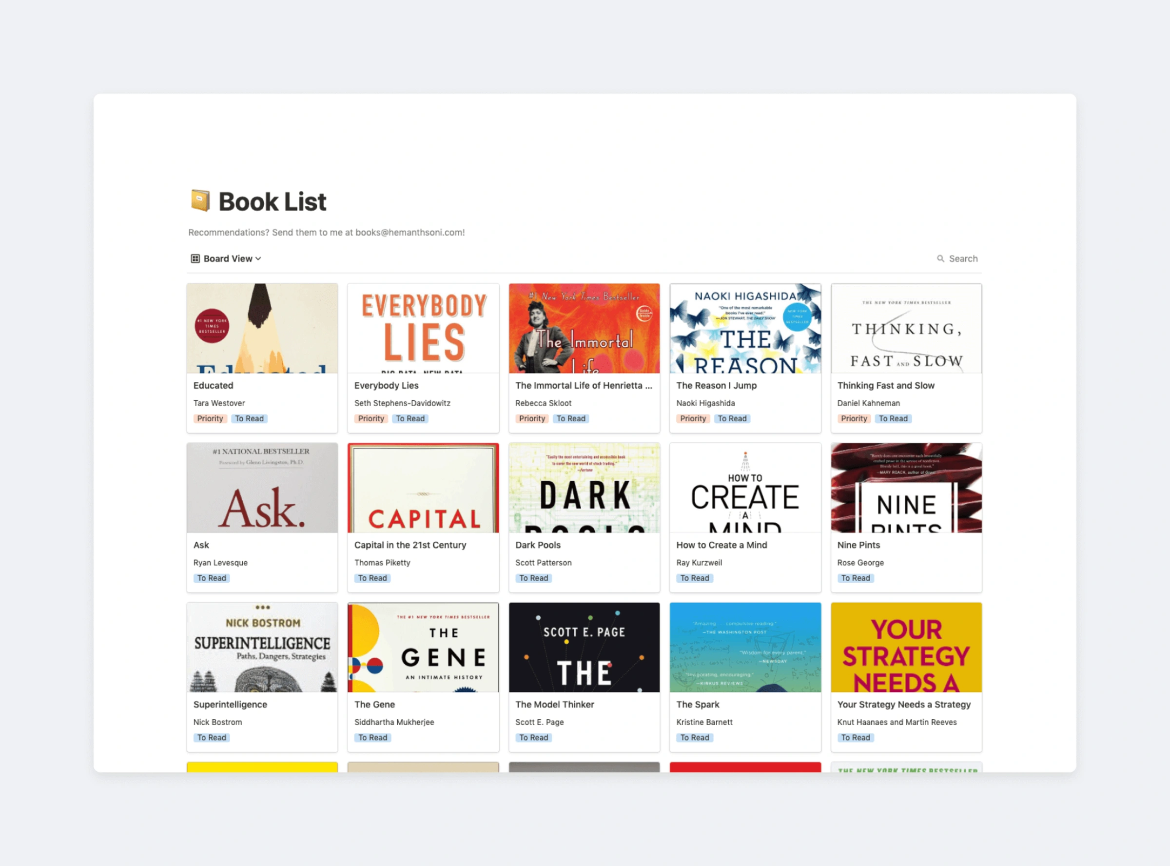 Book list | Notion Everything