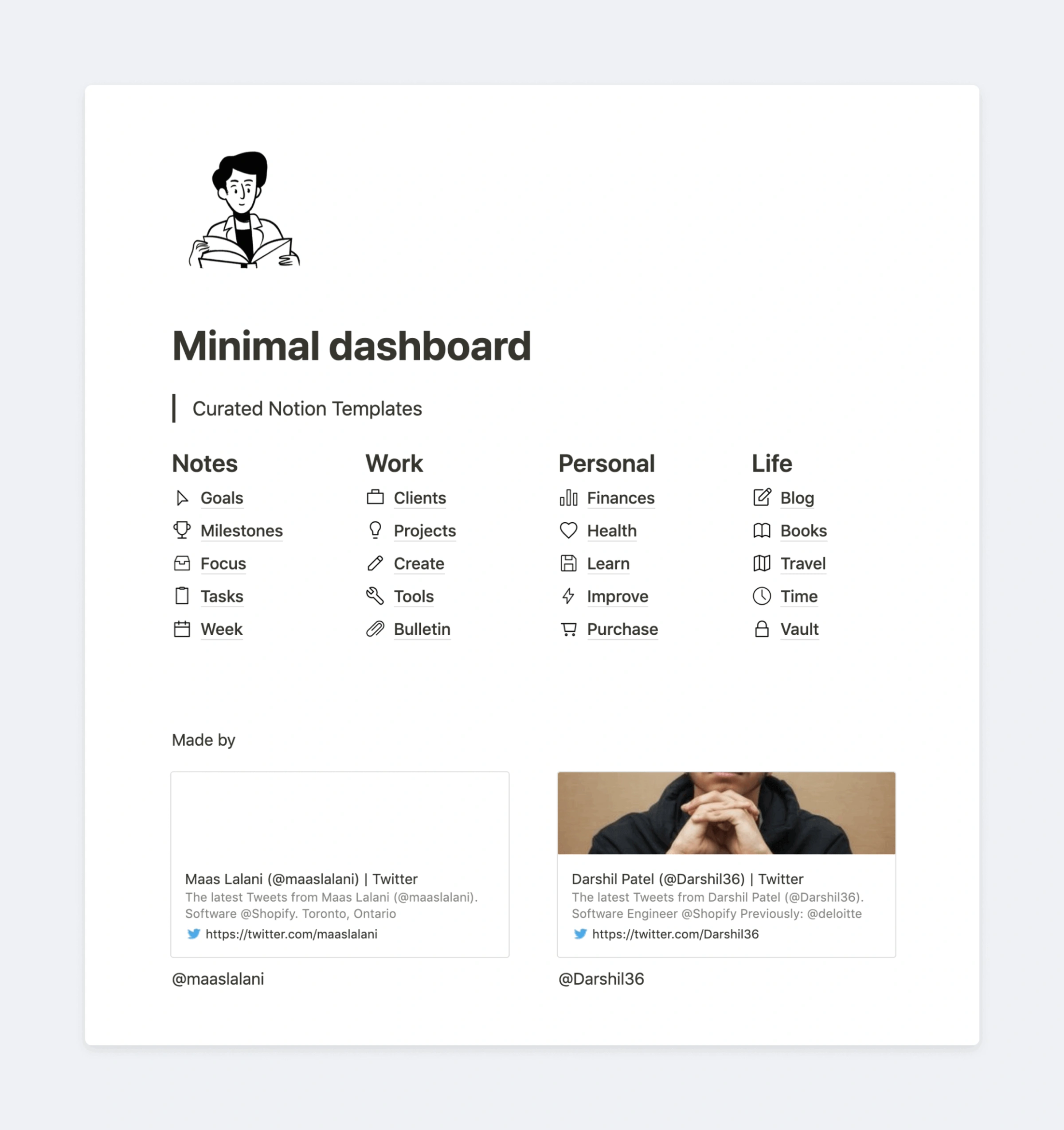 Minimal dashboard | Notion Everything