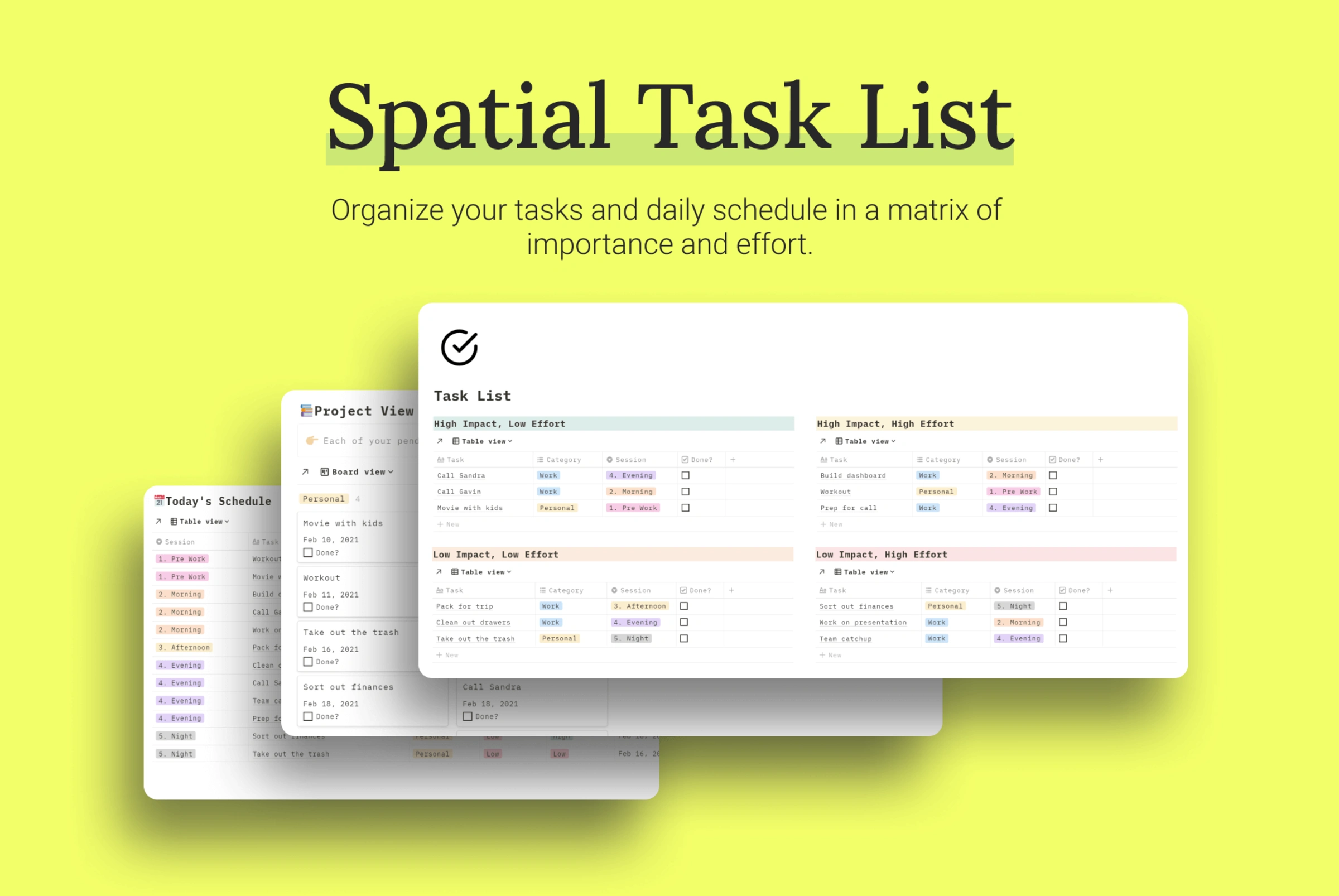 Spatial Task List | Notion Everything
