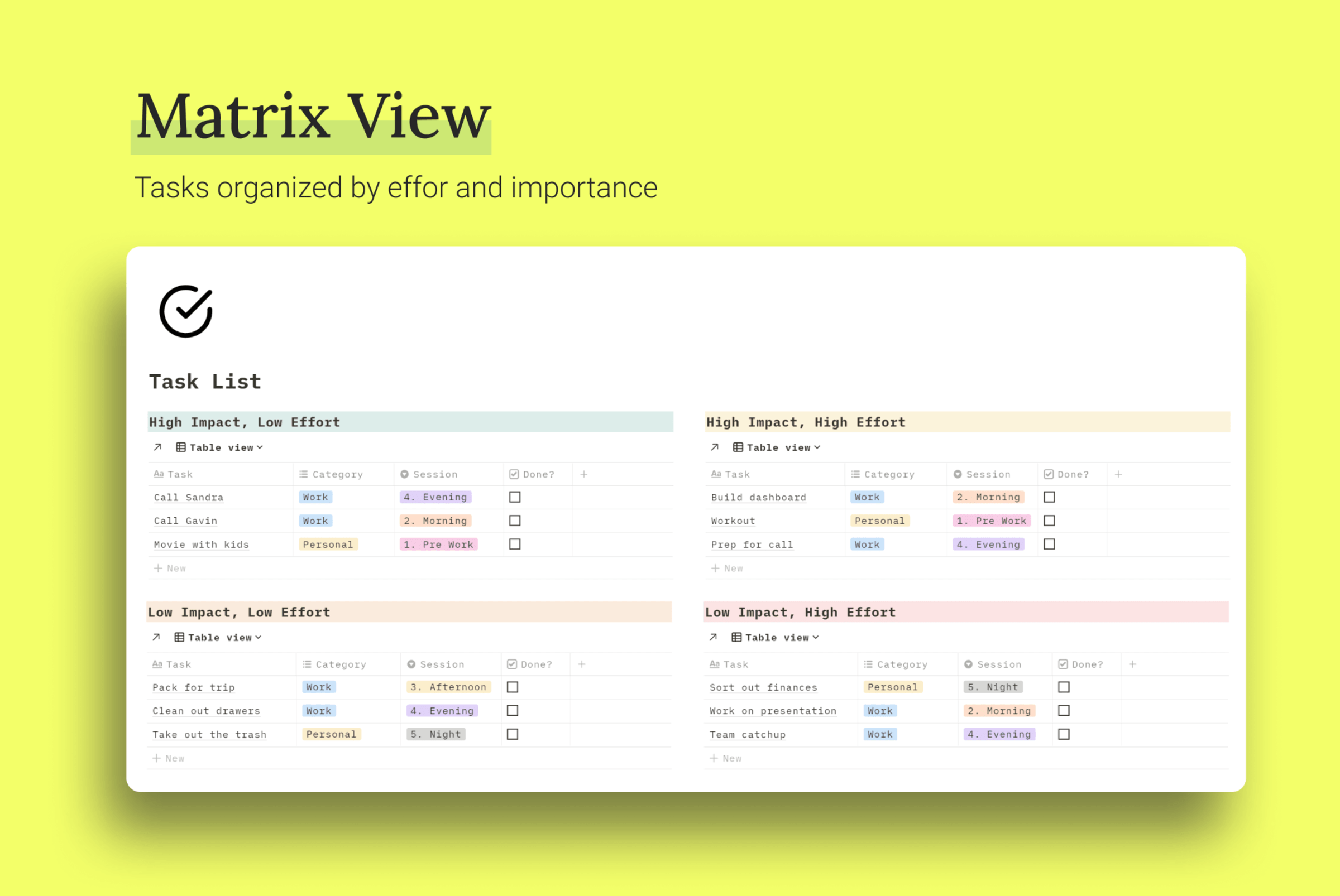 Spatial Task List | Notion Everything