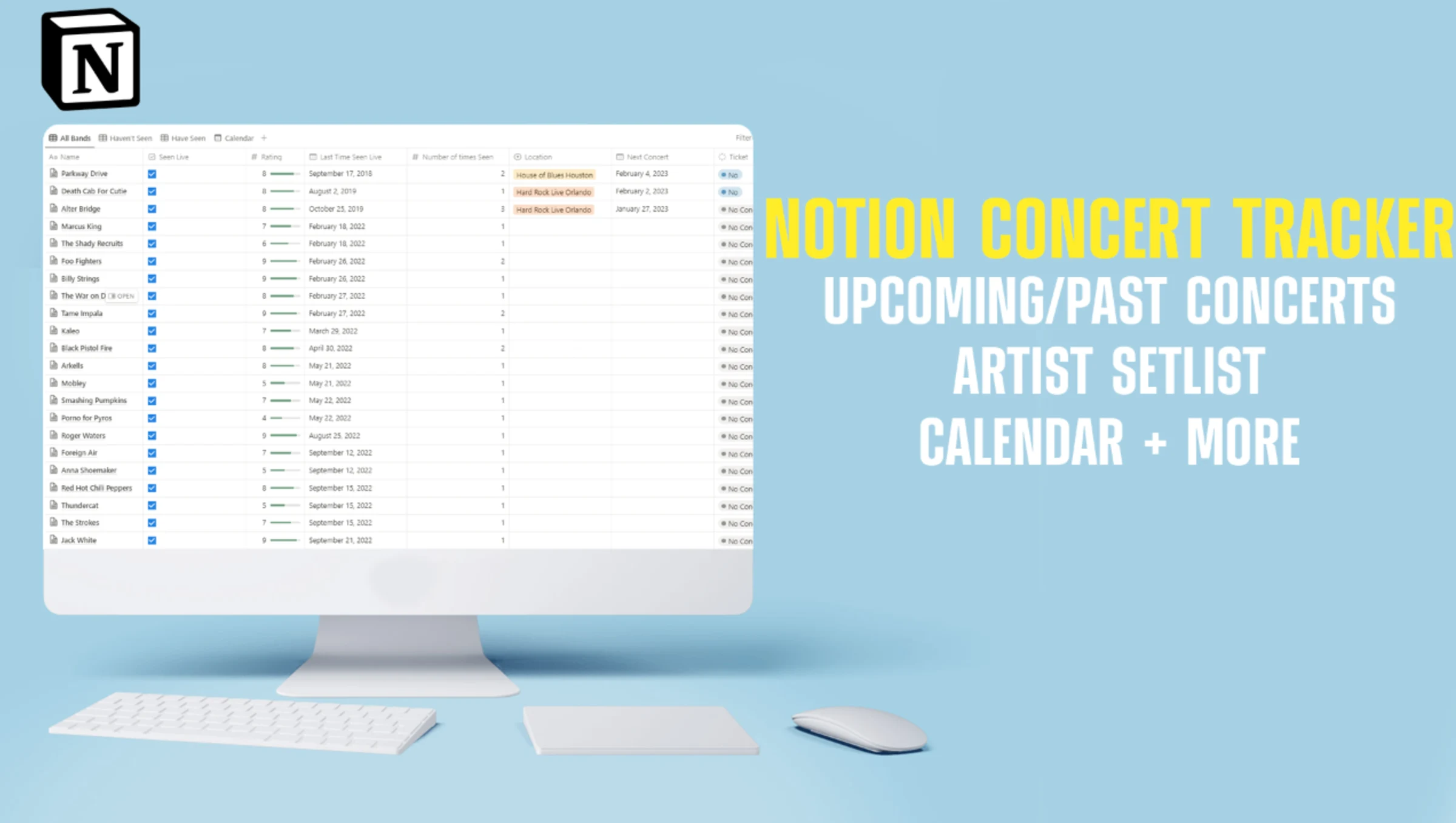 Concert Tracker | Notion Everything
