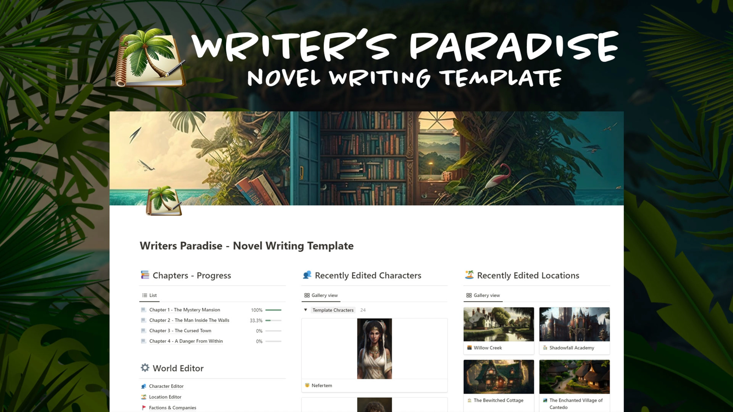 Ultimate Notion Writing / Novelist Template - Writers Paradise | Notion ...