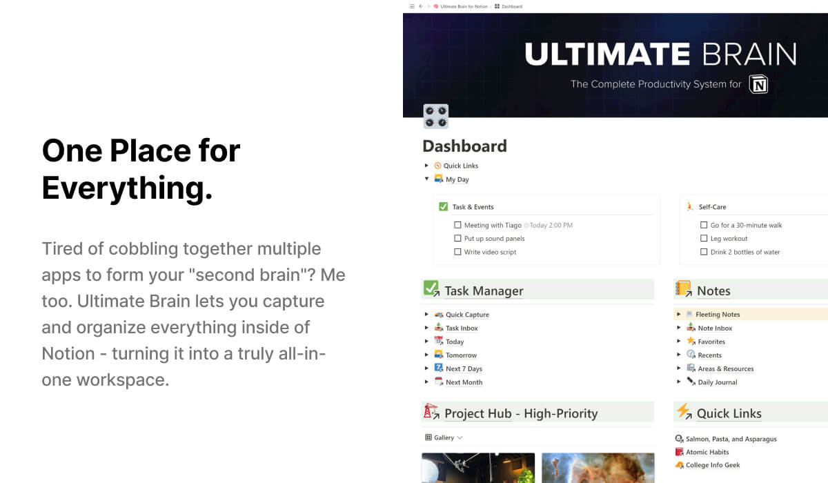 Ultimate Brain for Notion by Thomas Frank | Notion Everything