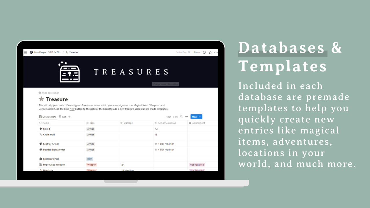 Lore Keeper DnD 5e Notion Template | Notion Everything