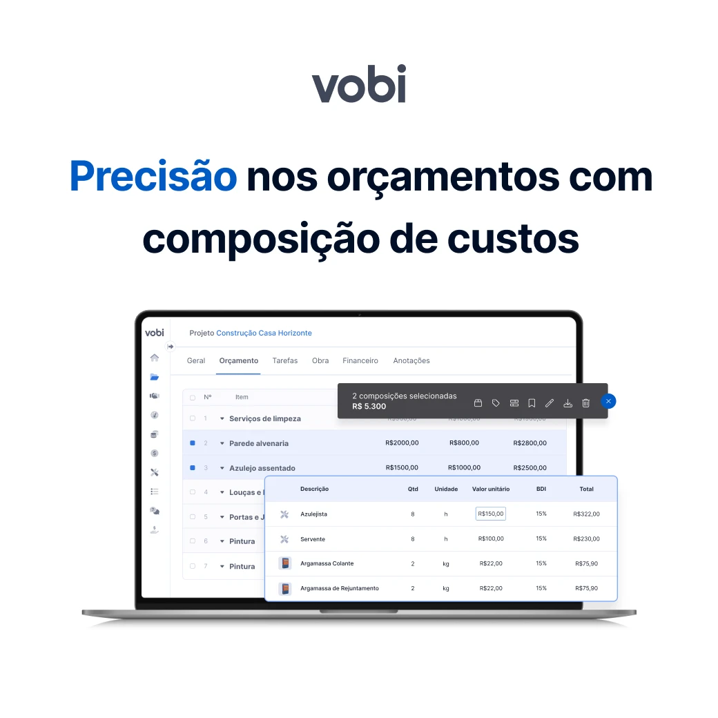 Composição de Custos da Vobi - Precisão na execução de orçamentos de obra