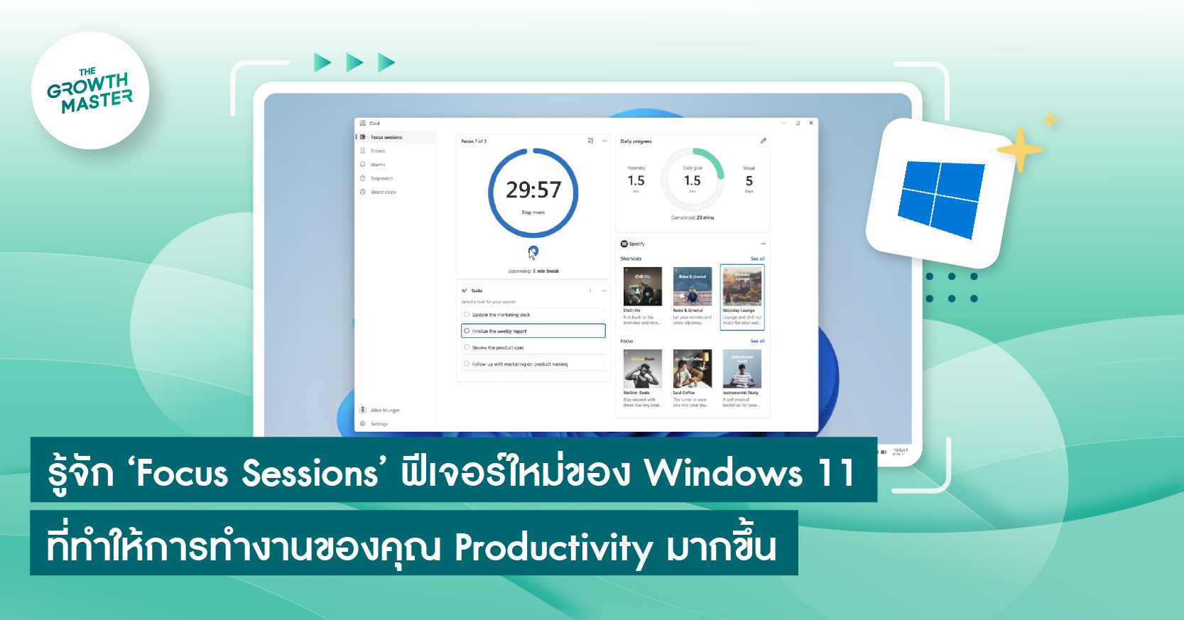 รู้จัก ‘Focus Sessions’ ฟีเจอร์ใหม่ของ Windows 11 ที่ทำให้การทำงานของ ...