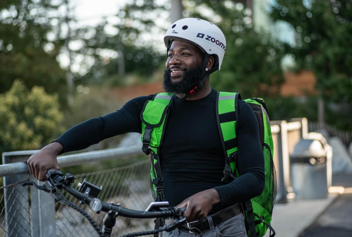 Uber eats on a bike online