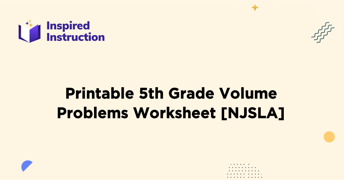 Printable 5th Grade Volume Problems Worksheet [NJSLA]