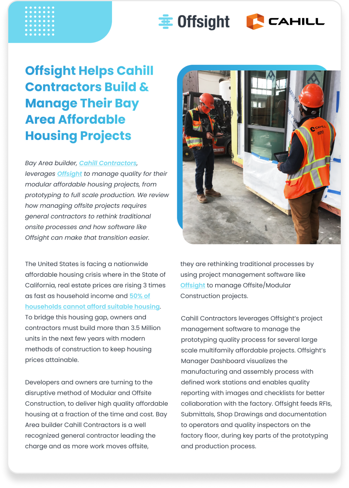 Offsight Helps Cahill Contractors Build & Manage Their Bay Area Affordable Housing Projects