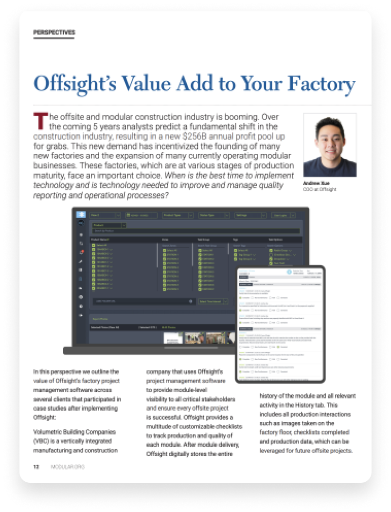 Modular Advantage Magazine: Offsight's Value Add to Your Factory
