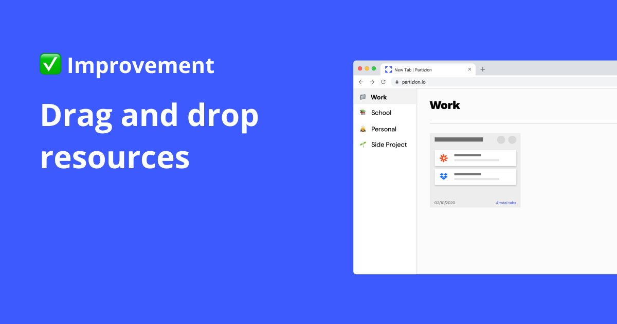 Drag and Drop to reorder resources | Partizion Changelog