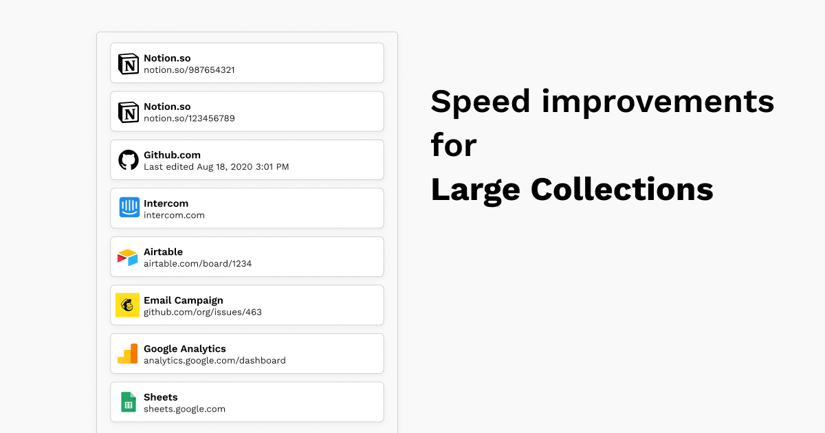Speed Improvements for Large Collections | Partizion Changelog