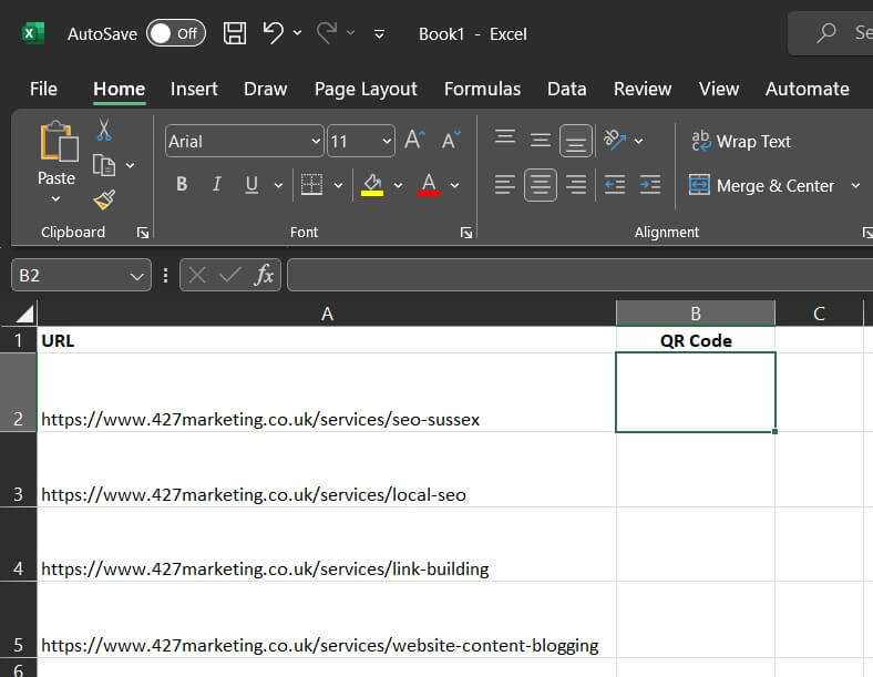 Create QR codes with Microsoft Excel | 427 Marketing
