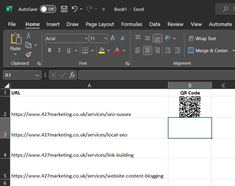 Create QR codes with Microsoft Excel | 427 Marketing