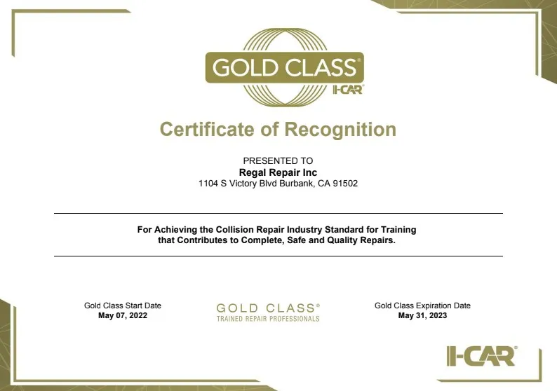 I-CAR Gold Class Certified Body Shop | Regal Repair