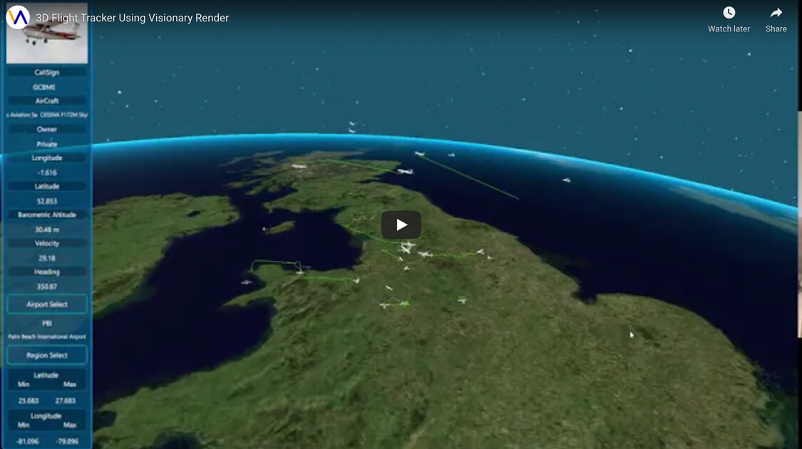 3D Flight Tracker Using Visionary Render | Video | Virtalis