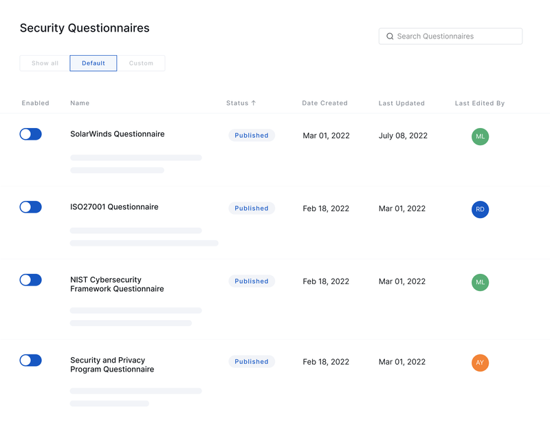 Security Questionnaires