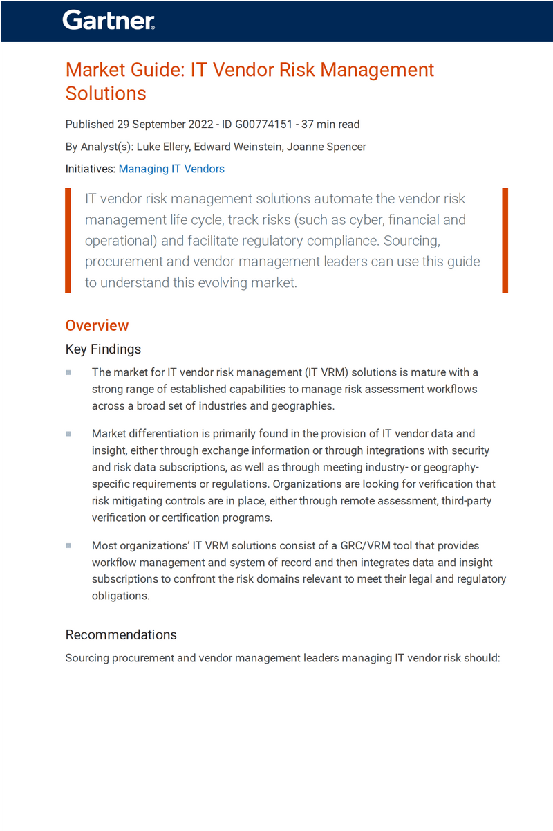 UpGuard Named in Gartner® Market Guide for IT Vendor Risk Management