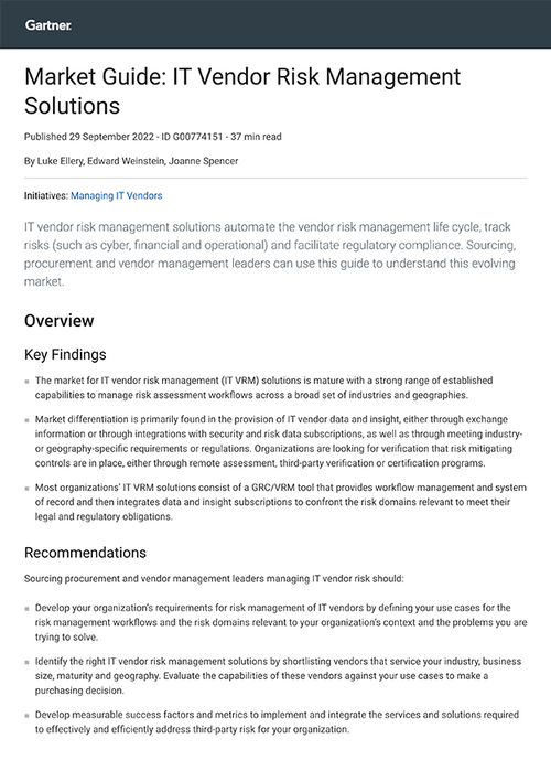 UpGuard Named in Gartner® Market Guide for IT Vendor Risk Management
