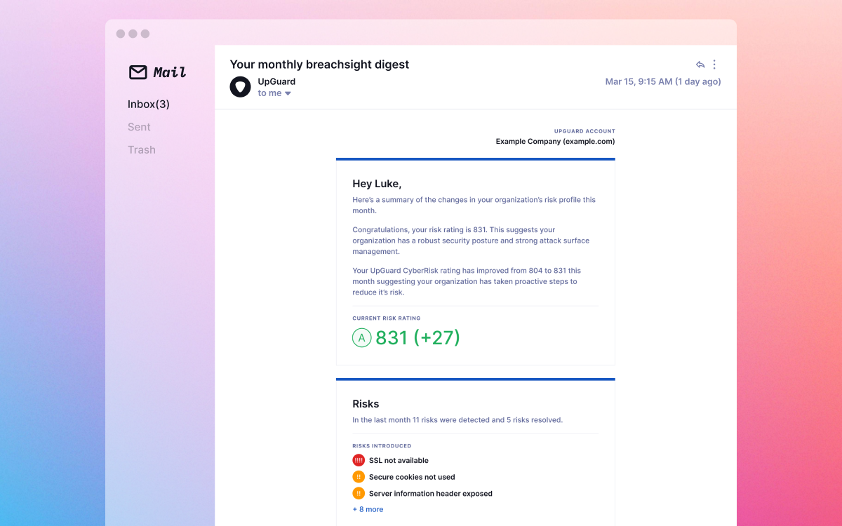 BreachSight monthly email digest | UpGuard Releases