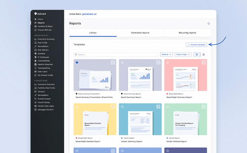 Customize and save report templates | UpGuard Releases