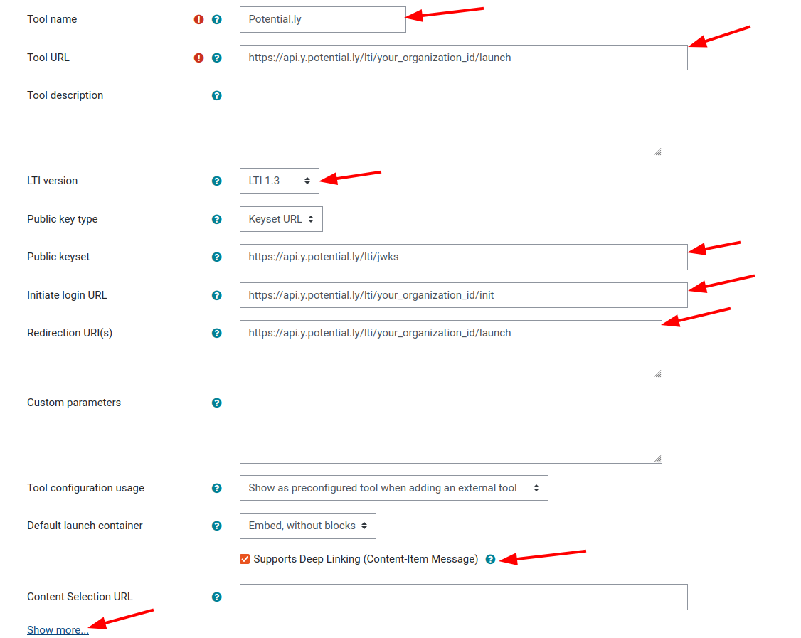 Moodle - Learning Management System (VLE/LMS) integration | Potential.ly