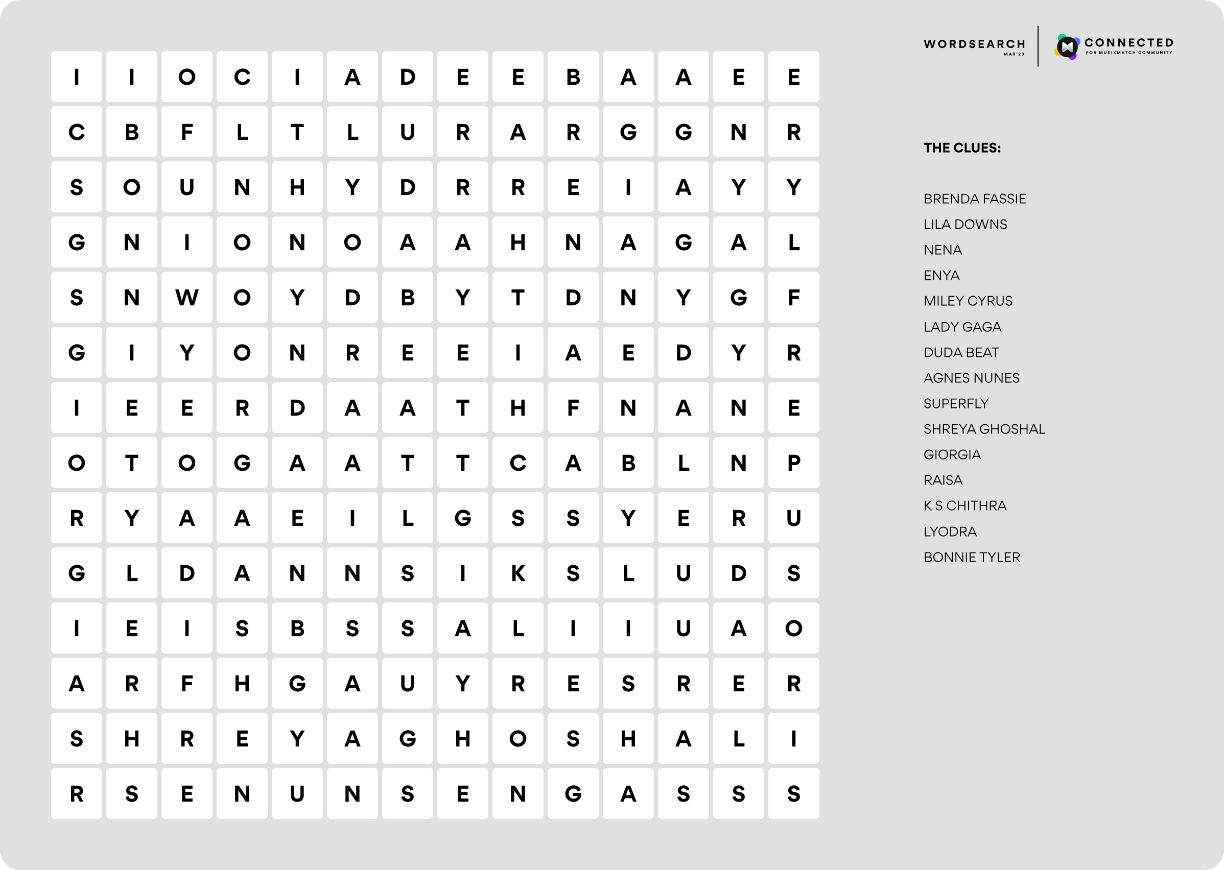 The Musixmatch Women’s Day Wordsearch - The Results!