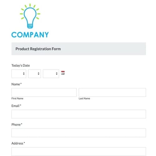 Product Registration Form Template | Formstack