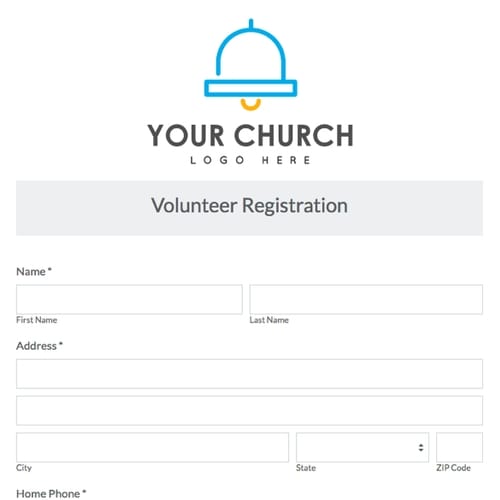 Church Volunteer Application Form Template | Formstack