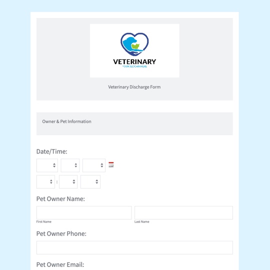 Veterinary Discharge Form Template | Formstack