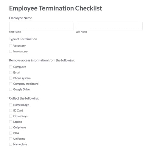 Employee Termination Checklist | Formstack