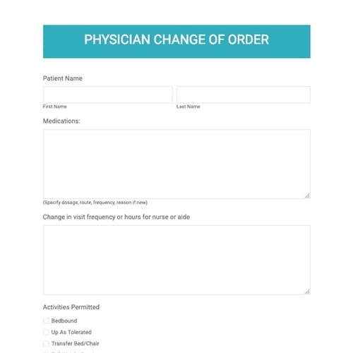 Physician Change Order Form Template | Formstack