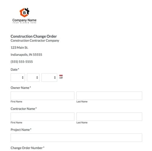 Construction Change Order Form Template | Formstack