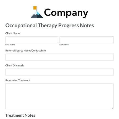 Occupational Therapy Progress Note Template | Formstack