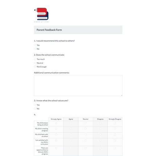 Parents Feedback Form for School | Formstack