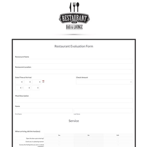 Restaurant Evaluation Form Template | Formstack