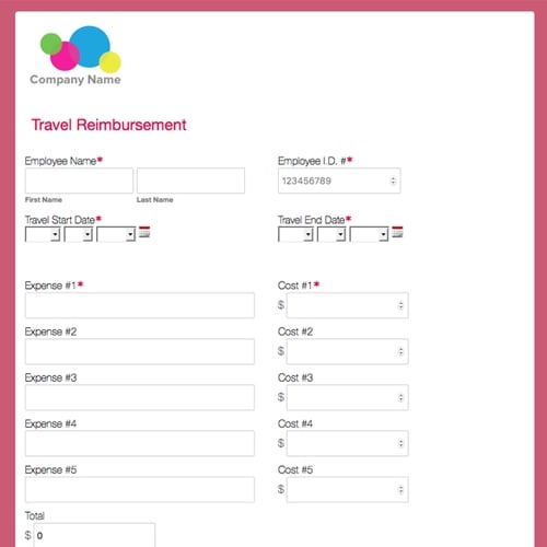 Travel Reimbursement Form Template | Formstack