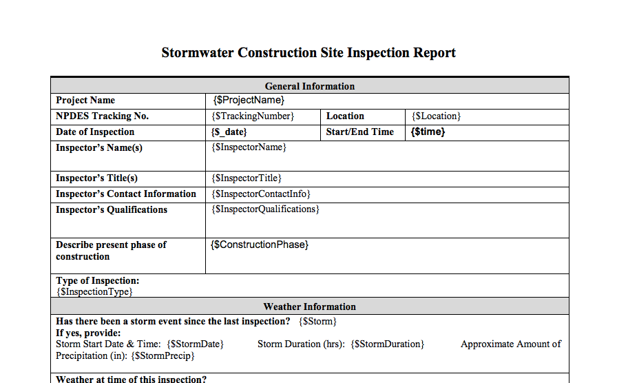 Stormwater Inspection Form Template | Formstack Documents