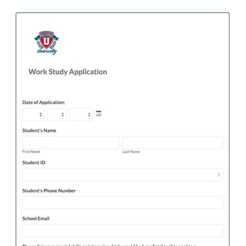Work-Study Application Form | Formstack